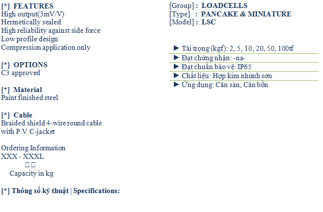 Cảm biến tải - loadcell LSC (2tf - 100tf) - CAS